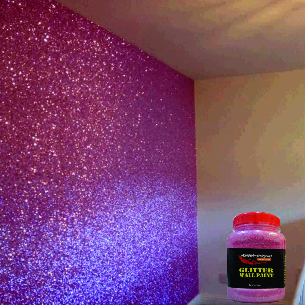 Vopsea Perete Sclipici Roz 750 Gr. - AWB-Royal