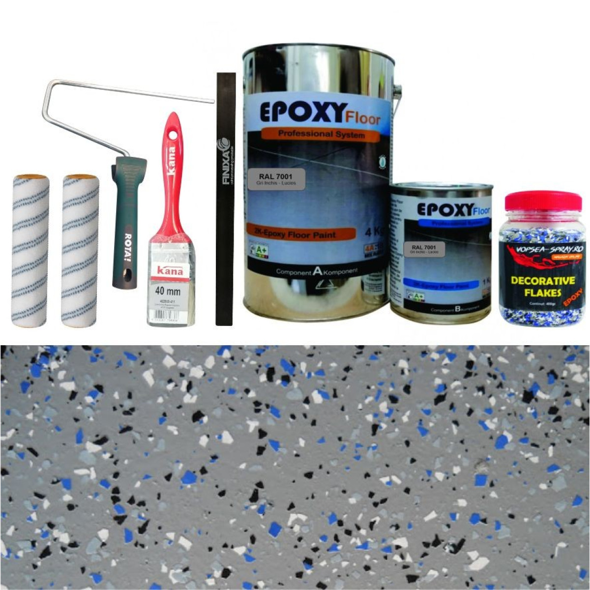 Set Vopsea Epoxidica Gri Inchis RAL 7001 - ABW-Royal